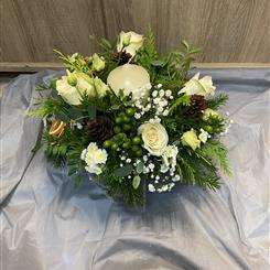 Christmas Table Centre - White Maureens Florist Belfast